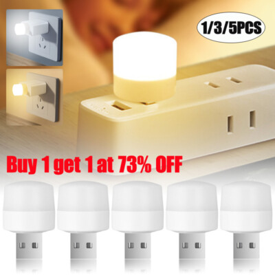 5PCS USB Portable LED Mini Night Light Small Round Lamp Computer Mobile ...