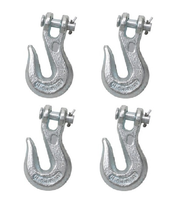 Pack of 4 - 1/4" Clevis Chain Grab Hook Grade 43 w/ 2,600 LB Load Limit ...