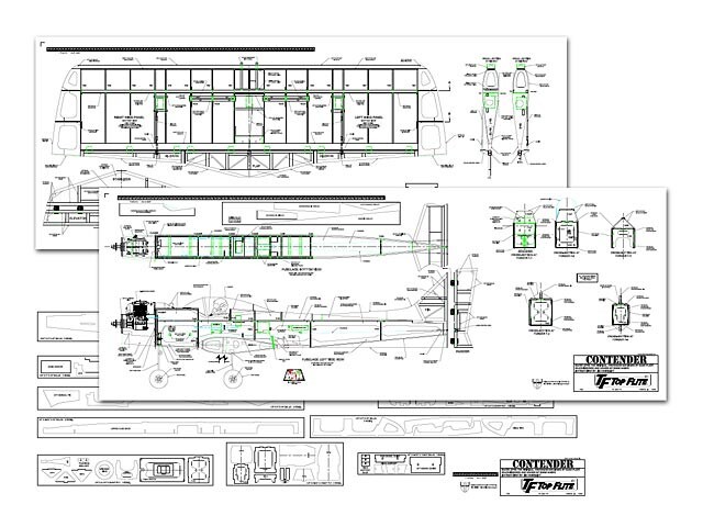 Contender Gold 54" Wingspan RC Model Airplane Printed Plans & Templates ...