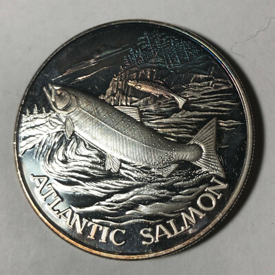 North American Wildlife Series Atlantic Salmon 2 oz Silver Proof Round ...