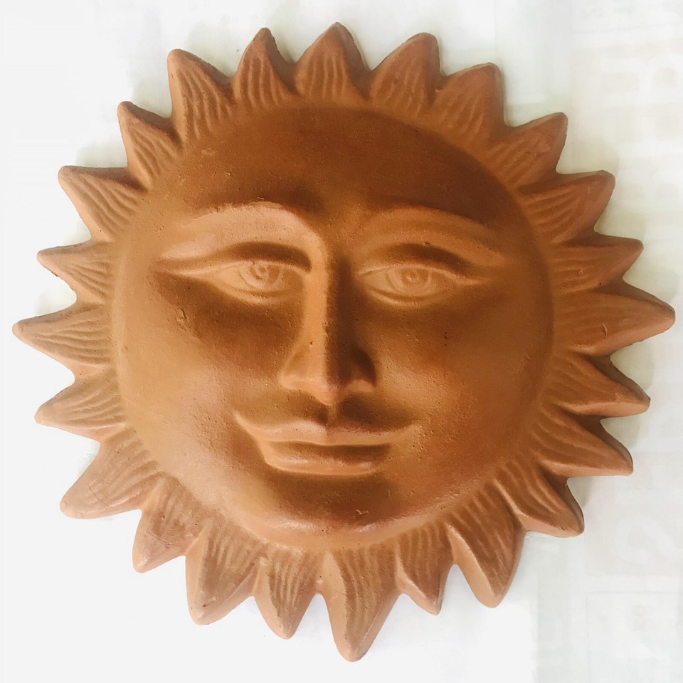 Terracotta Sun Face Clay Handmade Sculpture Hanging Wall Art Home Decor | eBay
