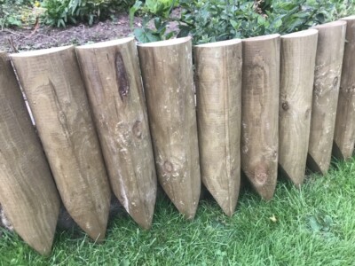Wooden edging garden stakes, pointed half round, 18 pack 400H (16") x ...