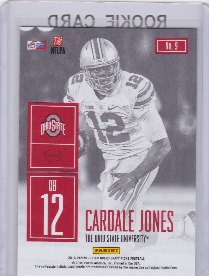 CARDALE JONES Ohio State ROOKIE CARD Buckeyes Football 2016 NFL DRAFT ...