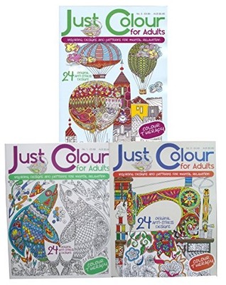 Just Colour Adult Colouring 3 Book Set Collection -(Mind Healing, Anti ...