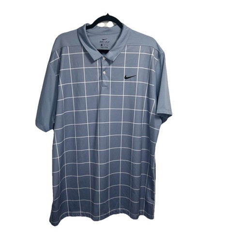 Nike Golf Polo Men’s 2XL Slate Gray Checkered Dri Fit Performance ...