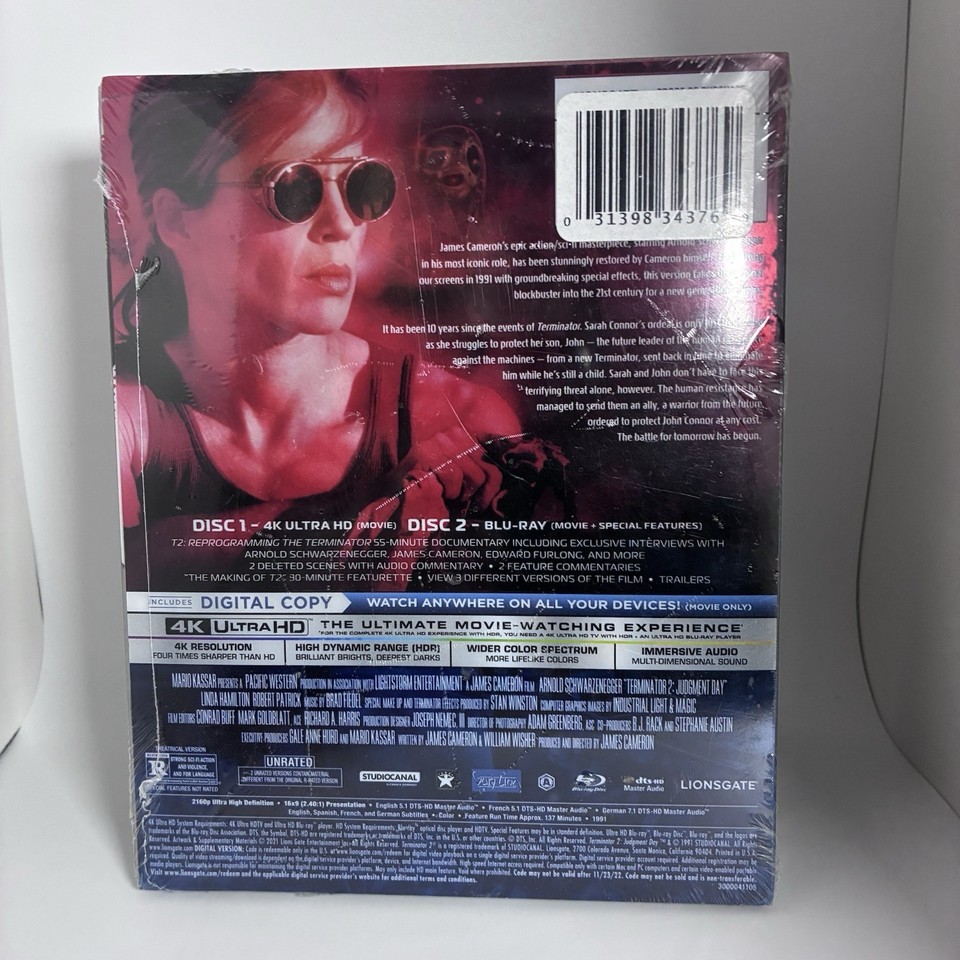 Terminator 2 T2 4K Ultra HD + Blu-ray Steelbook/Slipcover Best Buy ...