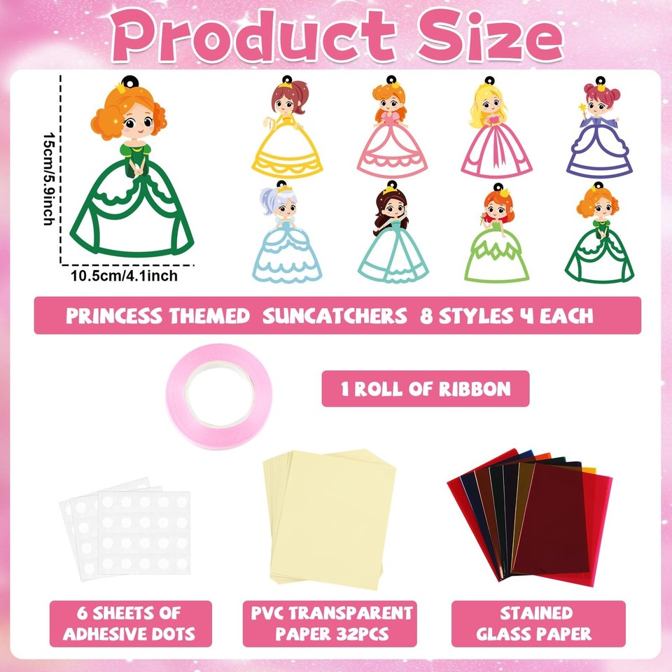 Princess Suncatcher Craft Kit - 32 Sets DIY Window Art for Kids ...