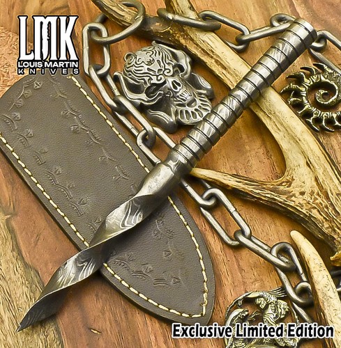 LMK Custom Ice Pick Hunting Knife Twist Damascus Wootz Camping Outdoor ...