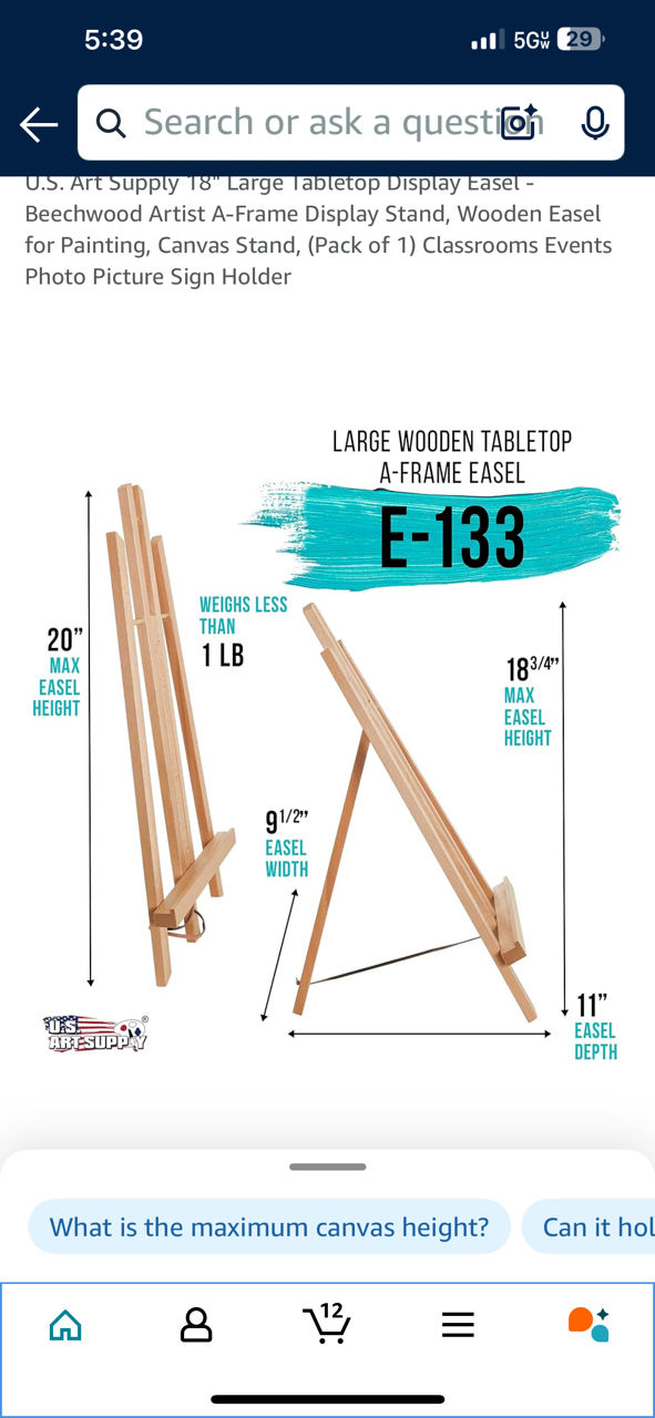 U.S. Art Supply 18" Large Tabletop Beachwood Tripod Display Stand A ...