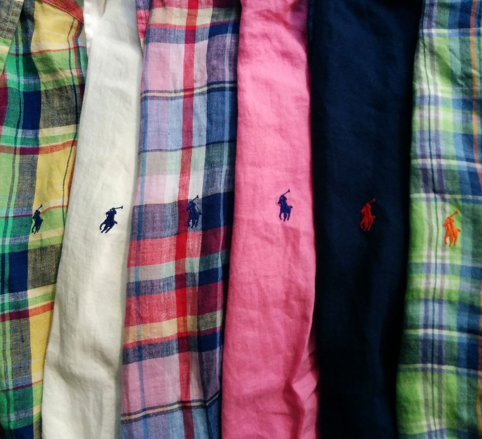 Mens Polo Ralph Lauren Long Sleeve Custom Fit Buttondown Linen Shirt S ...