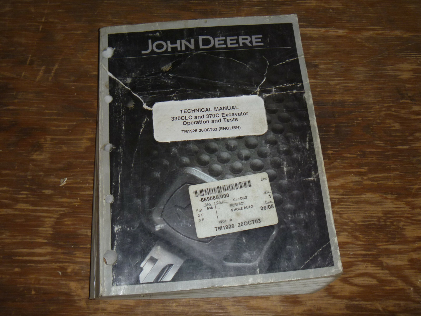 JD John Deere 370C Excavator Diagnostic Test Shop Service Manual TM1926 ...