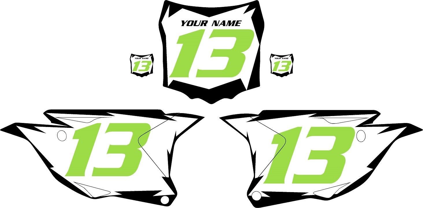 2014-2021 Kawasaki KX100 Pre-Printed White Backgrounds Black Shock ...