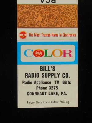 1950s RCA Color TV Bill's Radio Supply Co. Phone 3275 Conneaut Lake PA ...