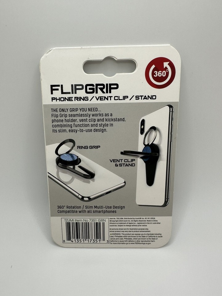 FLIPGRIP Phone Ring Vent Clip & Stand w/360 Degree Rotation! Slim ...