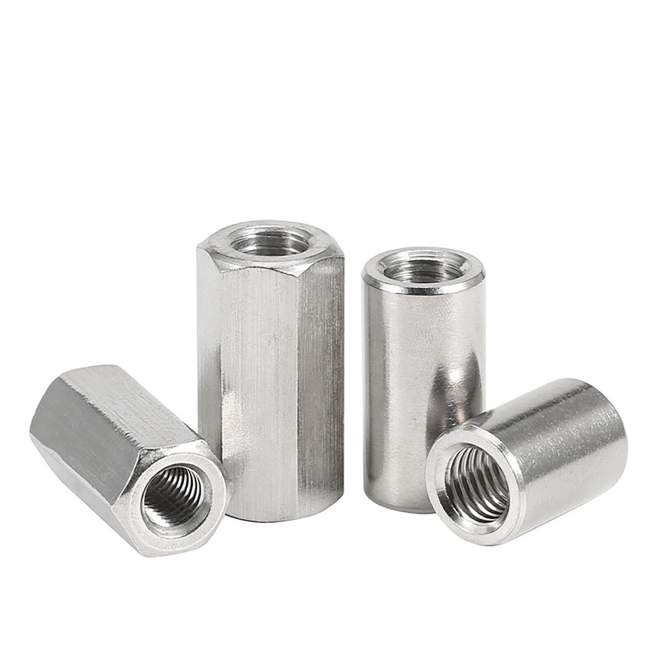 HEX / ROUND STUD CONNECTOR NUTS A2 STAINLESS STEEL THREADED ROD BAR ...