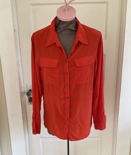 Two By Vince Camuto Womens Long Sleeve 100% Silk Red Button Down Blouse Medium | eBay
