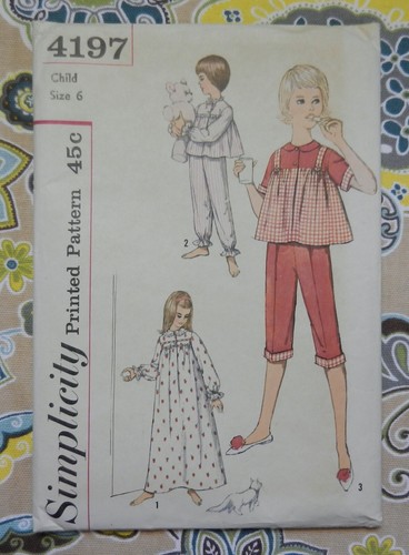 Vintage 1960s Simplicity Pattern 4197 Child Pajamas Nightgown | eBay