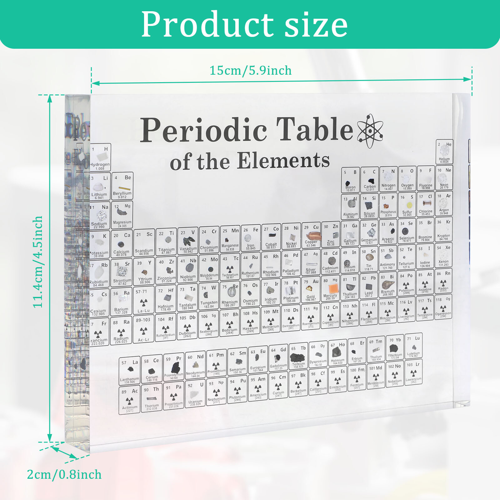 Acrylic Periodic Table Display with 83 Real Elements Samples Acrylic ...