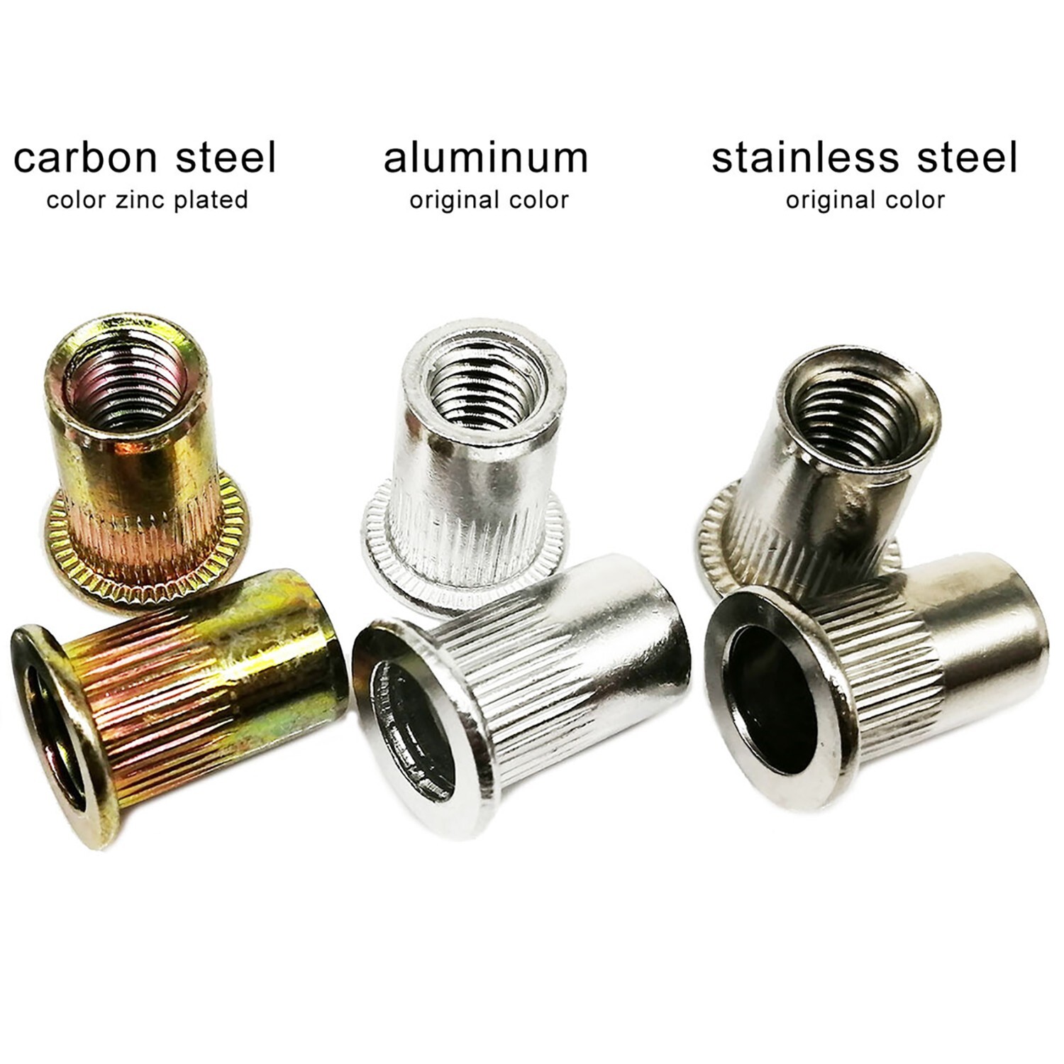 1200Pc Rivet Nuts M3-M12 Steel/Aluminum Rivnut Insert Nutsert Threaded ...