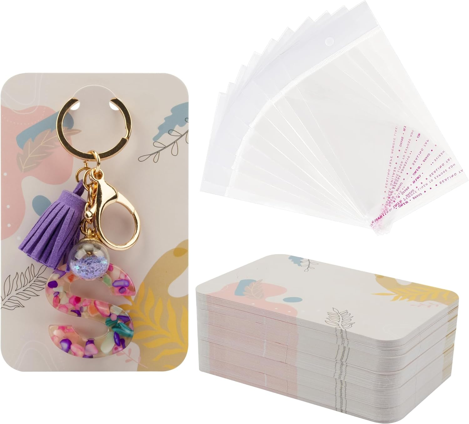 100 Pcs Keychain Display Cards with Self-Sealing Bags, 3'' X 4.7 ...