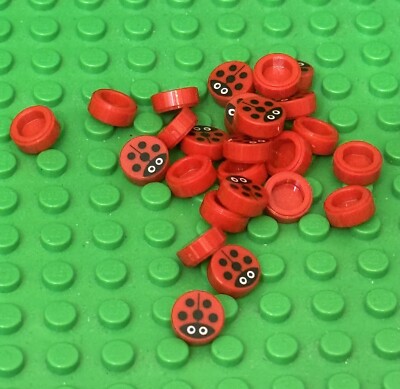 Lego 24 Pieces Red Round 1x1 Tile With Ladybug (ladybird) Decorated ...