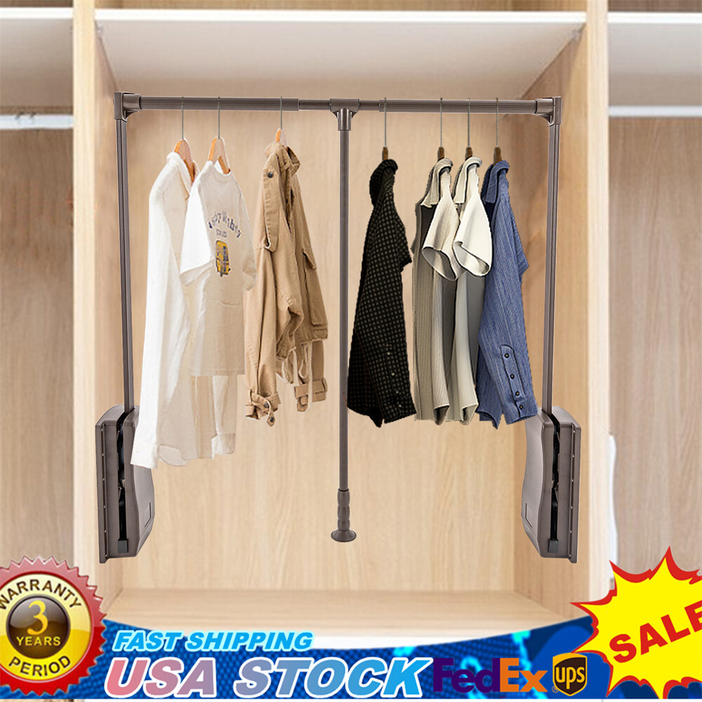 Wardrobe With Hanging Rod Durable Pull Out Closet Valet Rod Clothing
