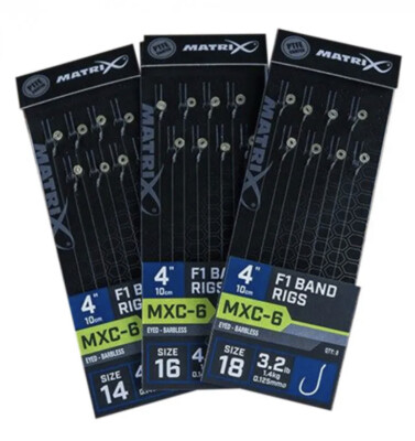 MATRIX MXC-6 4" AND 6" F1 BAND RIGS FISHING HOOKS TO NYLON | eBay UK