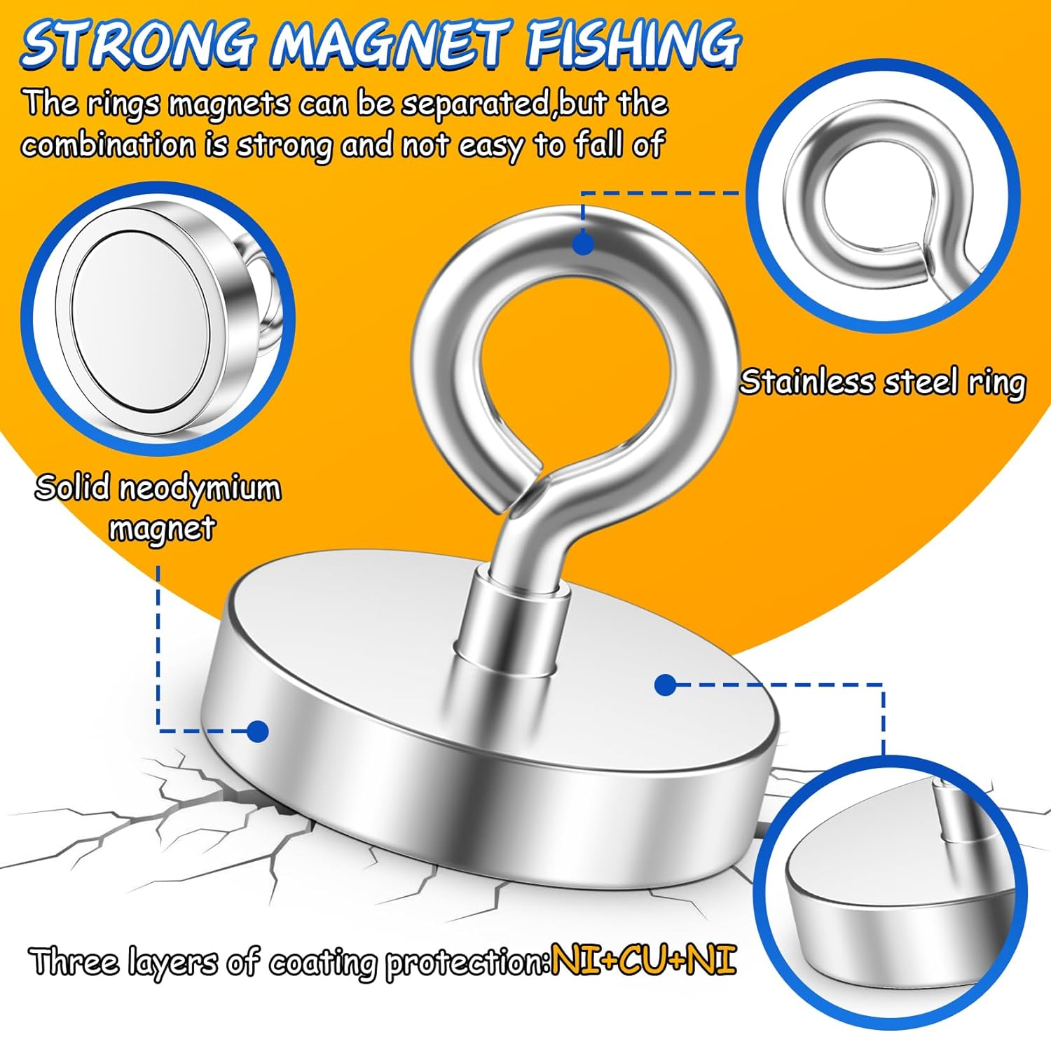Magnet Fishing Kit, 500Lbs, Fishing Magnet Heavy Duty Pulling Force ...