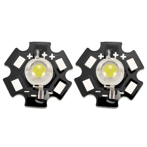 2pcs Pure LED Light Emitter Bead 20 mm Heatsink 1W 3.0-3.7V 350mA White ...