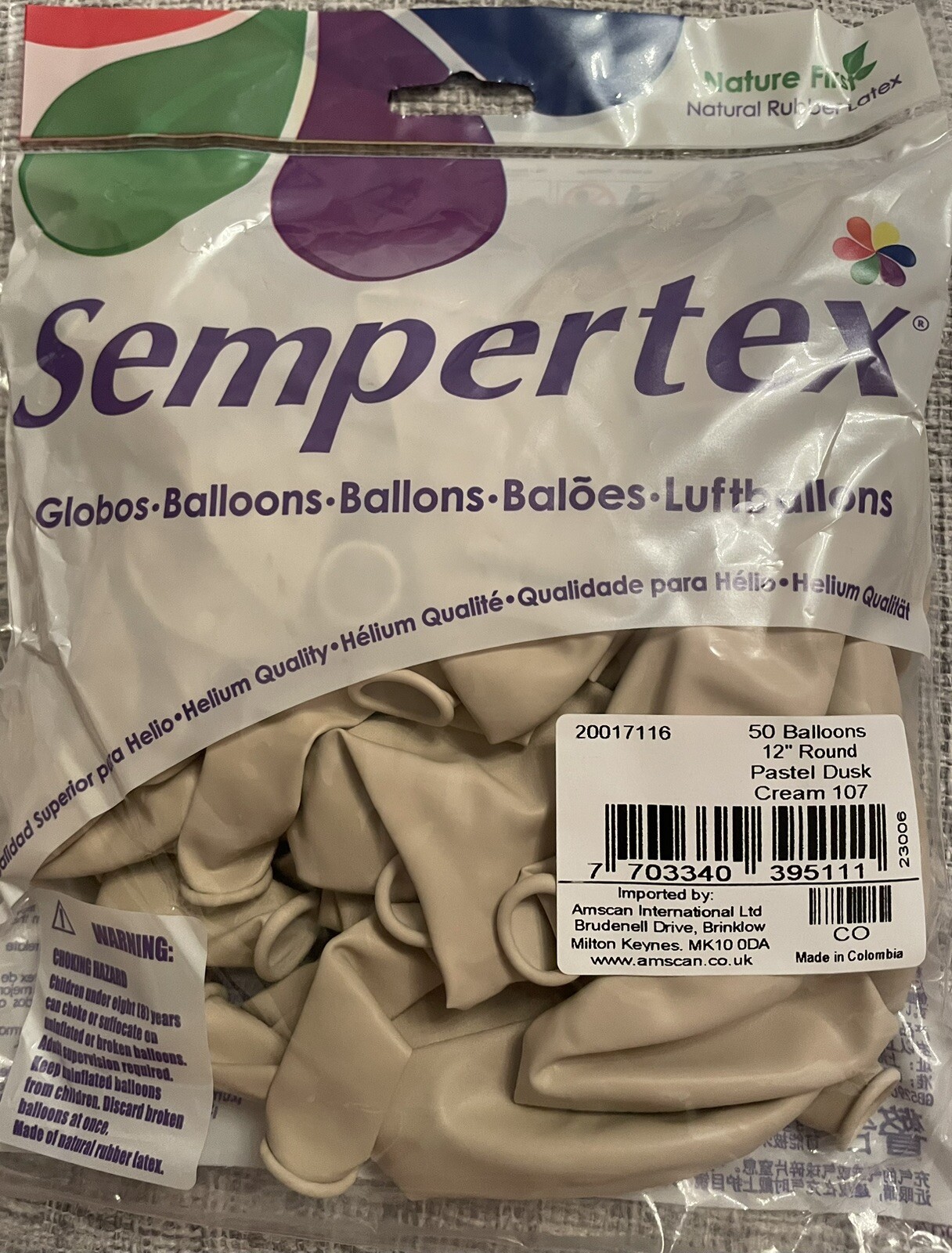 12" PASTEL DUSK CREAM SEMPERTEX LATEX BALLOONS 107 (50 PACK) FULL ...