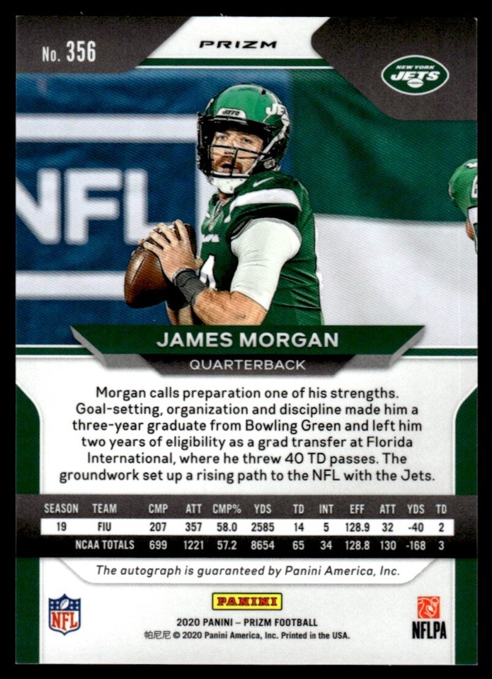 2020 Panini Prizm Rookie Autographs Pink James Morgan Rookie Auto New ...