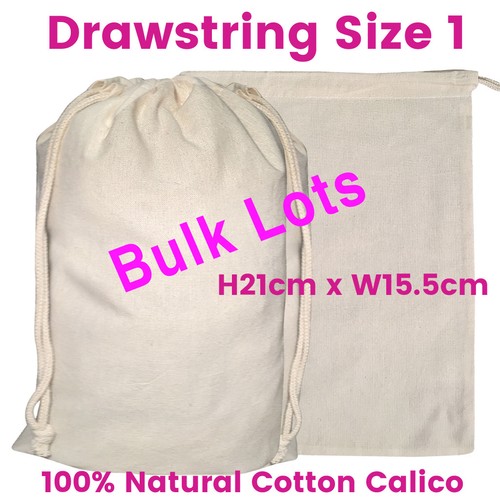 Bulk Calico Bag Drawstring Calico Bags Wholesale Calico S1, H21*W15.5 : ...