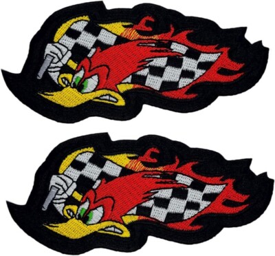 Woody Wood Pecker Checkered Flag Embroidered Patch -2PC iron On Sew on ...