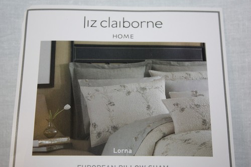 2 Liz Claiborne Lorna tan taupe EURO European Bed Pillow Sham Set ...