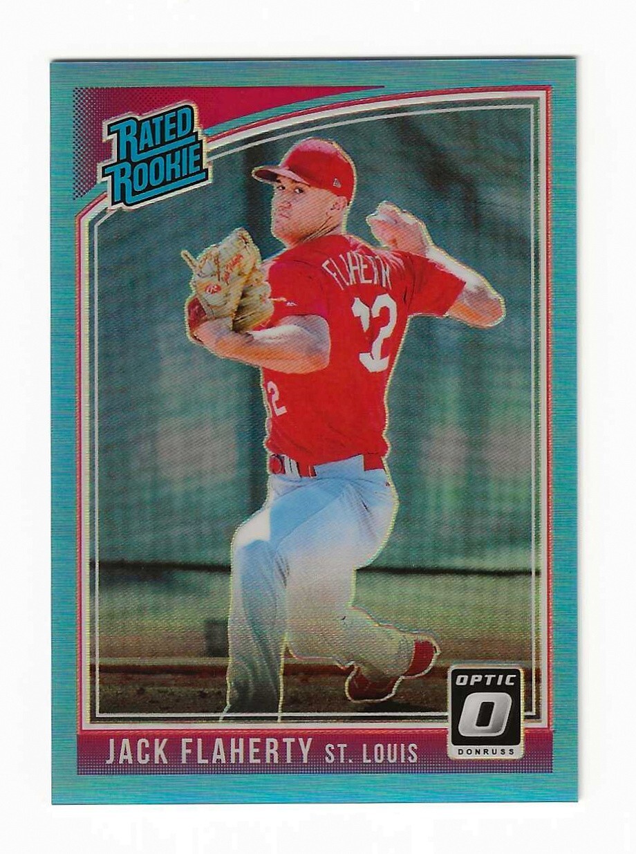 JACK FLAHERTY 2018 DONRUSS OPTIC RATED ROOKIE #9/50 BLUE PRIZM CARD #55 ...