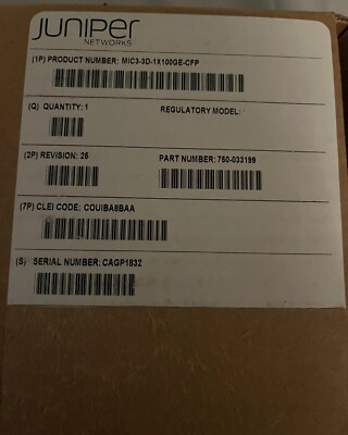 Juniper MIC3-3D-1X100GE-CFP 100GB Ethernet Interface Module w/ 100GBASE ...