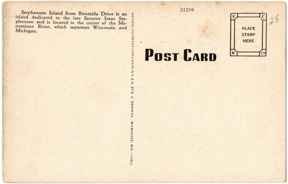 MARINETTE, WI - Stephenson Island From Riverside Drive Wisconsin ...