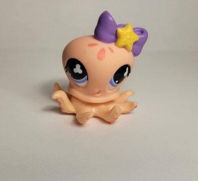 Littlest Pet Shop # 513 Pink Octopus Blue Eyes Purple Bow Authentic LPS ...