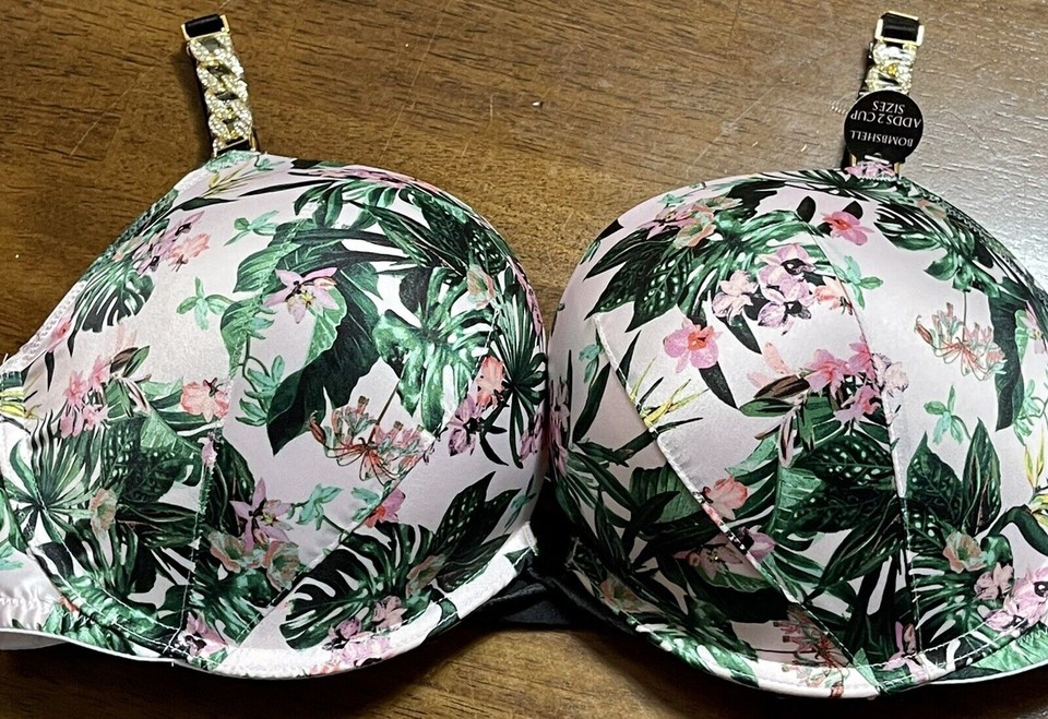 VICTORIA SECRET BOMBSHELL BRA ADD 2 CUP PLUNGE Super Push UP NEW Shine ...