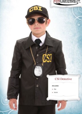 Kid's CSI Investigator Police Officer Jacket Hat Costume SIZE L (NEW ...
