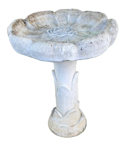 Beautiful 2 piece cast flower concrete or stone garden bird bath | eBay