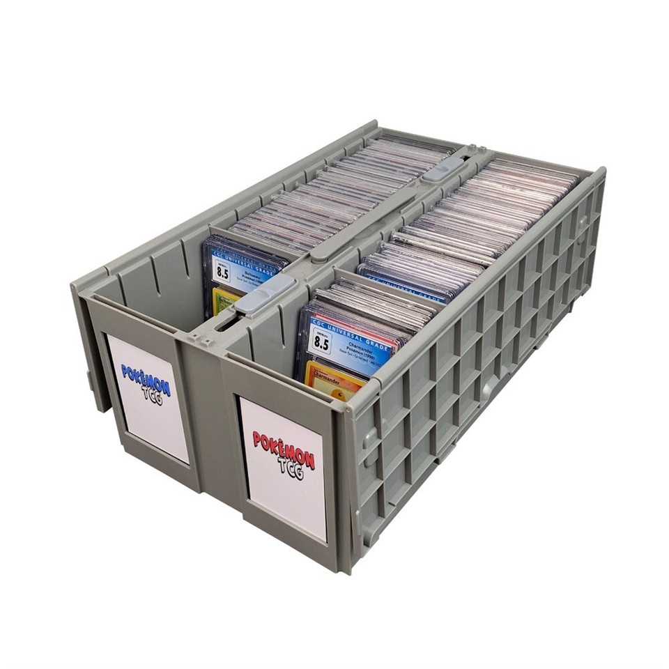 BCW 2-Row Gray Graded Trading Card Storage Bin fits PSA SGC BGS CSG ...