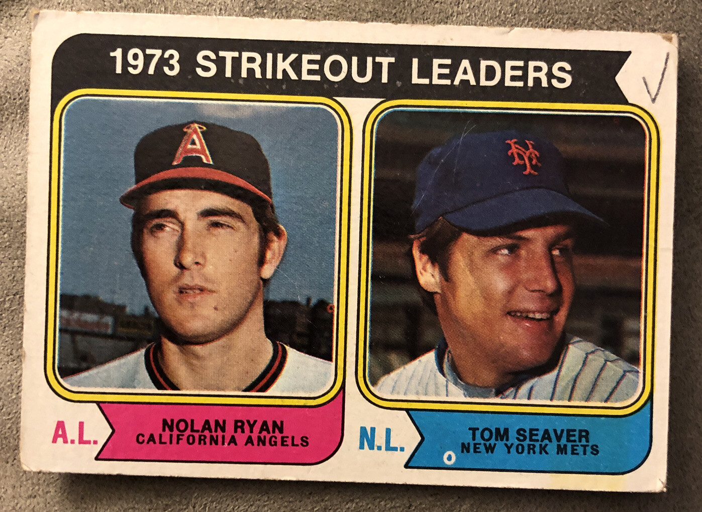 1974 Topps “1973 Topps Strikeout Leaders” Nolan Ryan Tom Seaver #207 ...