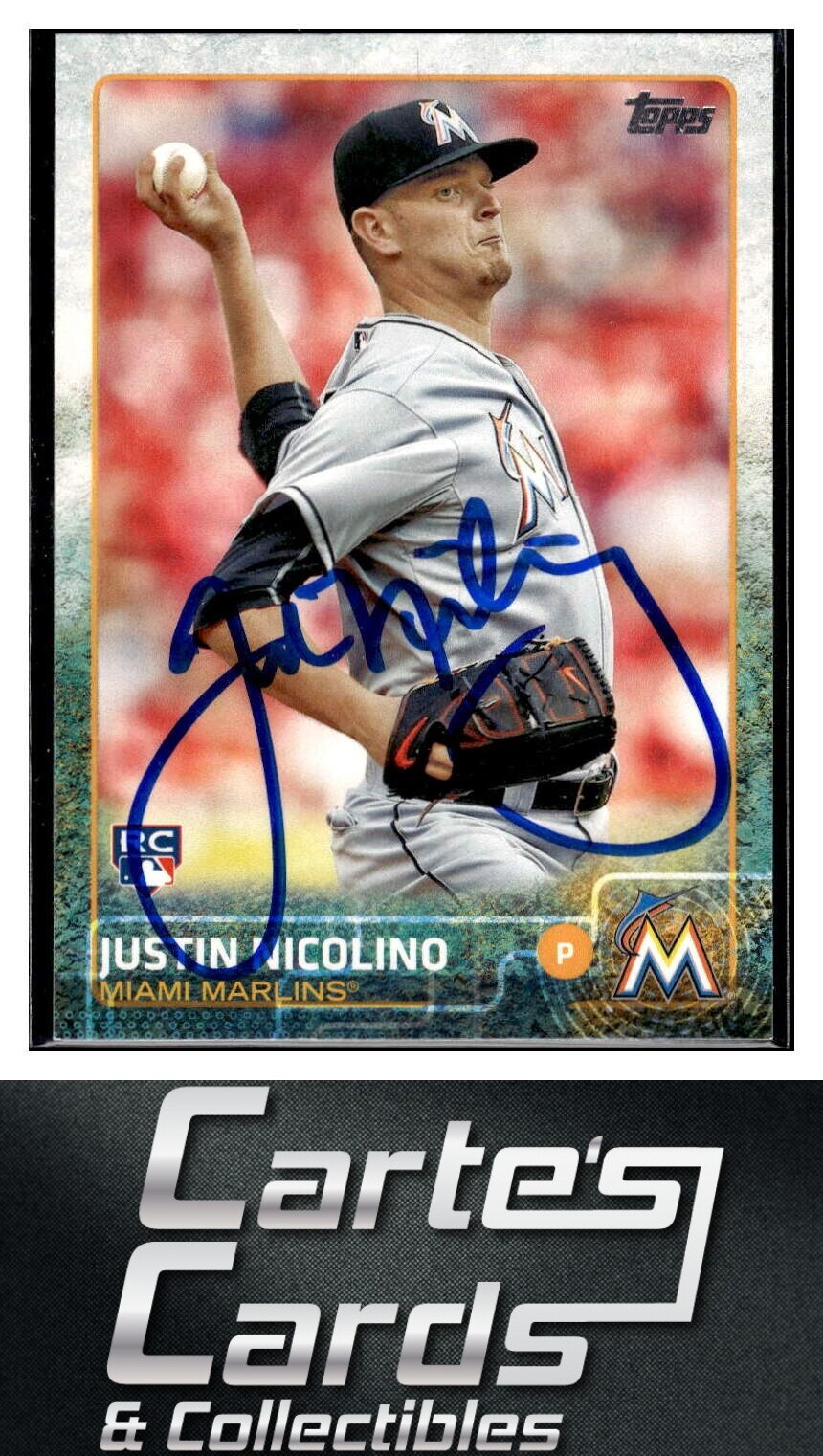Justin Nicolino 2015 Topps Update #US85 Miami Marlins TTM/IP Signed ...