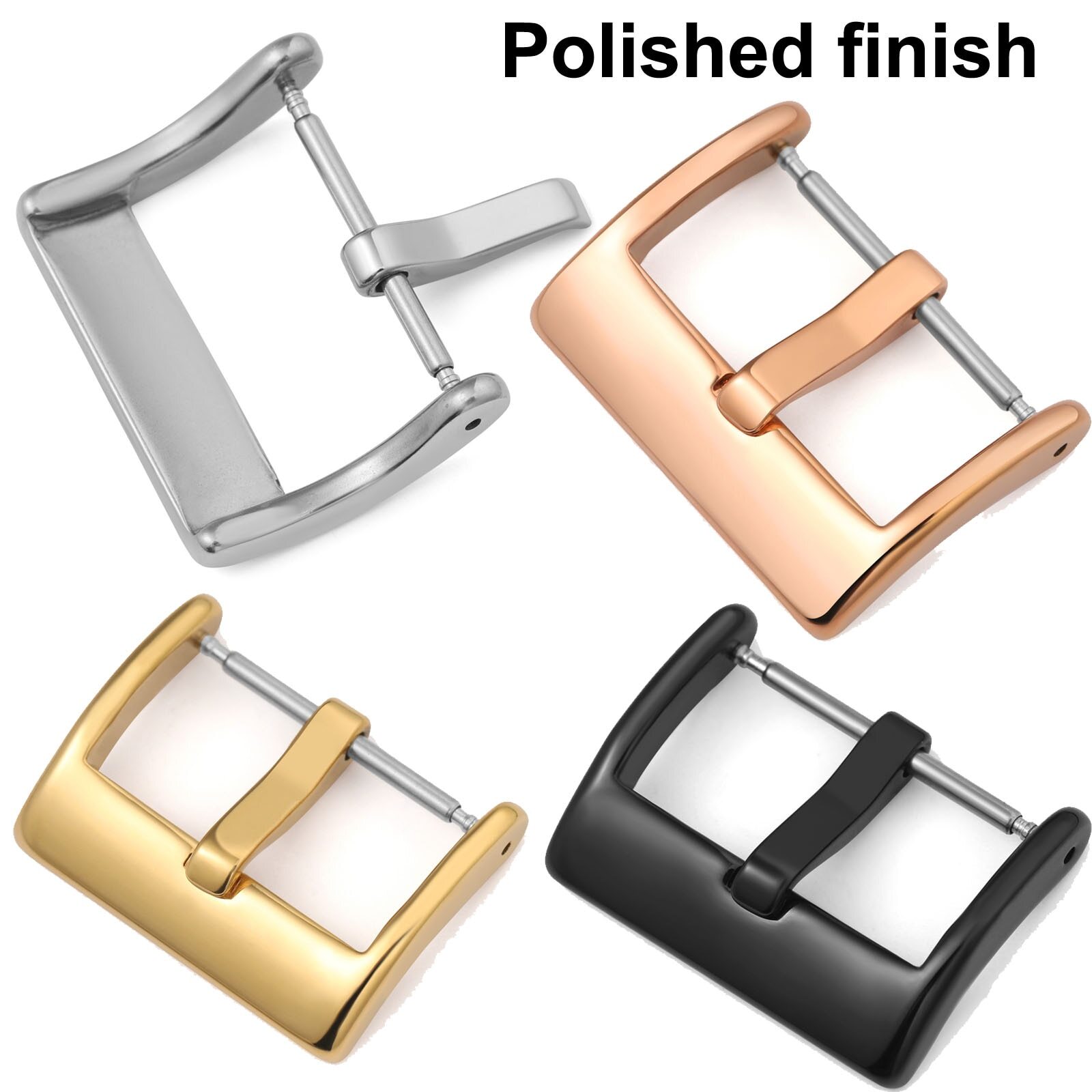 Polished Matte Brushed Stainless Steel Watchband Buckle Solid Pin Clasp ...