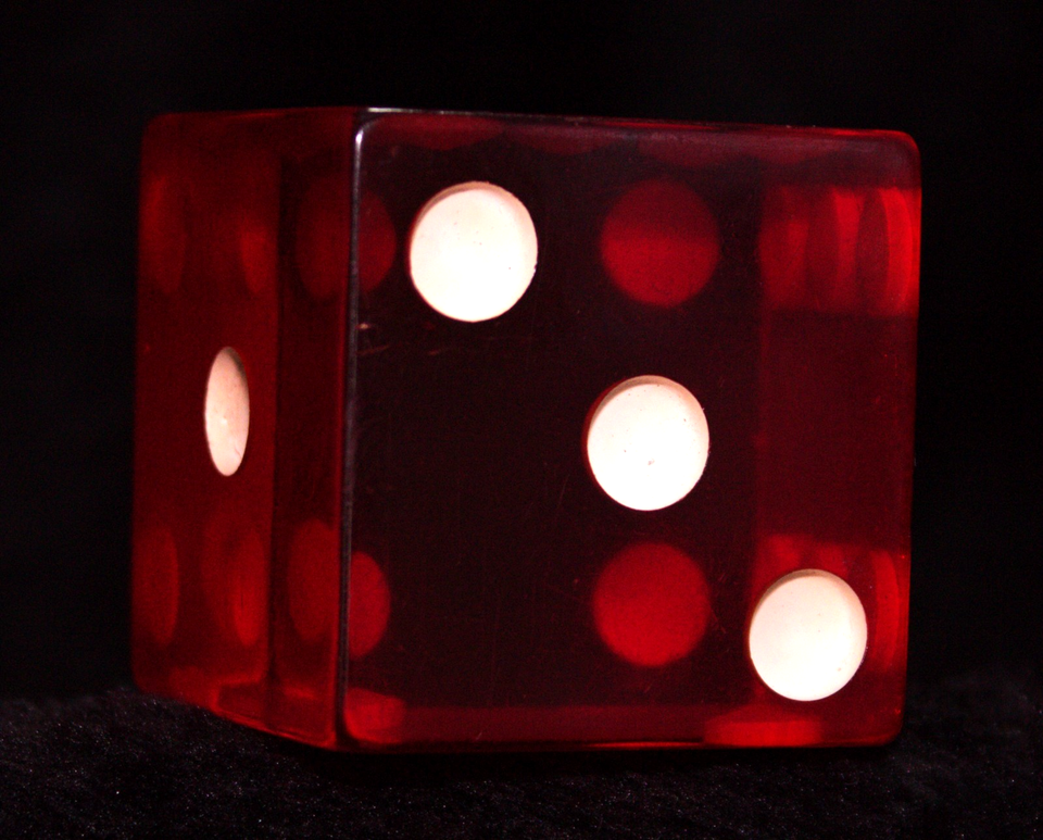 Acrylic Red 1.5" Transparent Die Solid 62g Display Cube w/ Concave Pips ...