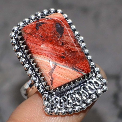 925 Silver Plated Exclusive Red Jasper Ring Handmade Jewelry Size US 10 ...