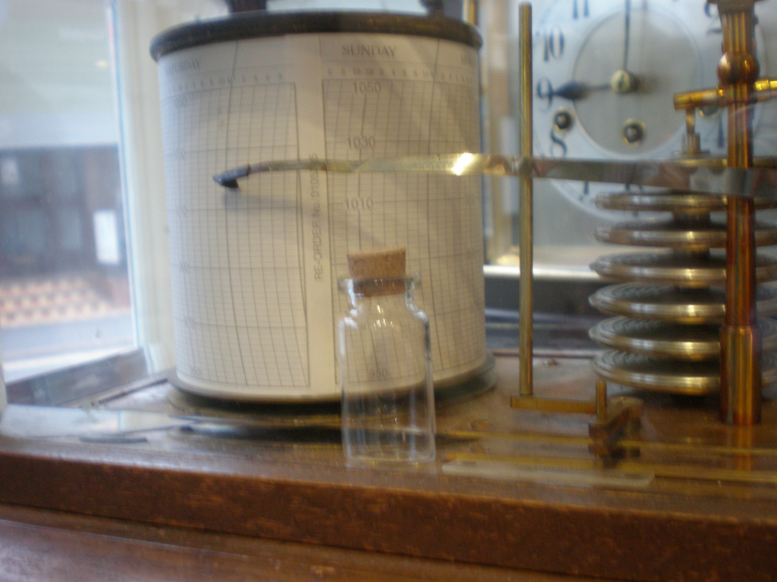 Glass Ink Bottle & Cork for Barograph / charts nibs barometer clock ...