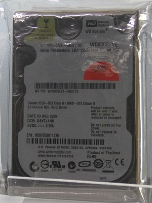 Western Digital 80GB IDE 2.5 Hard Drive (WD800BEVE-00UYT0) 718037721651 ...