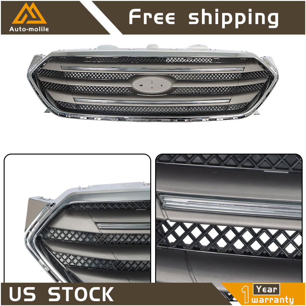 Front Bumper Upper Grille Assembly Chrome Grill For 2013/2014-2019 Ford ...
